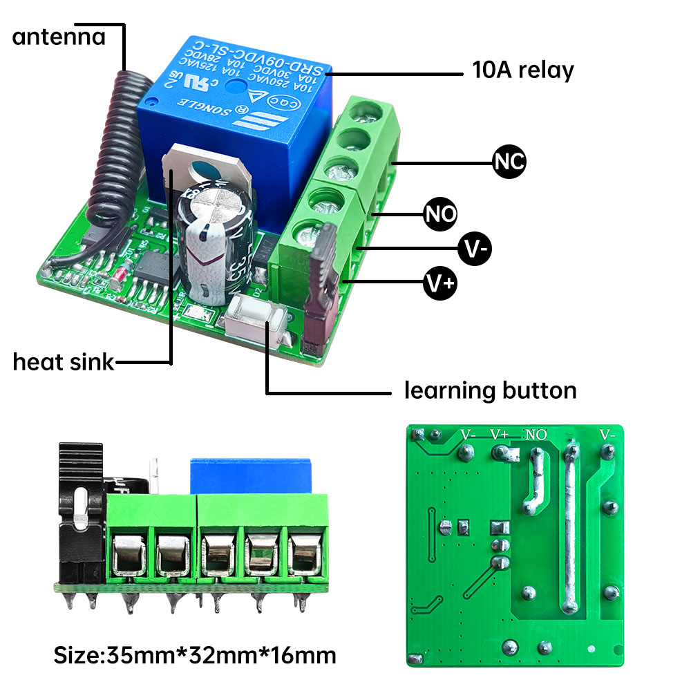 Diese RF Wireless Remote Control Module DC 12V 24V 10A Wet Contact ...