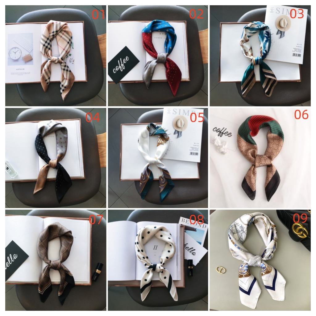 Aibins 27.55inch Silk Square Scarf Multifunctional Air Hostess Scarf ...
