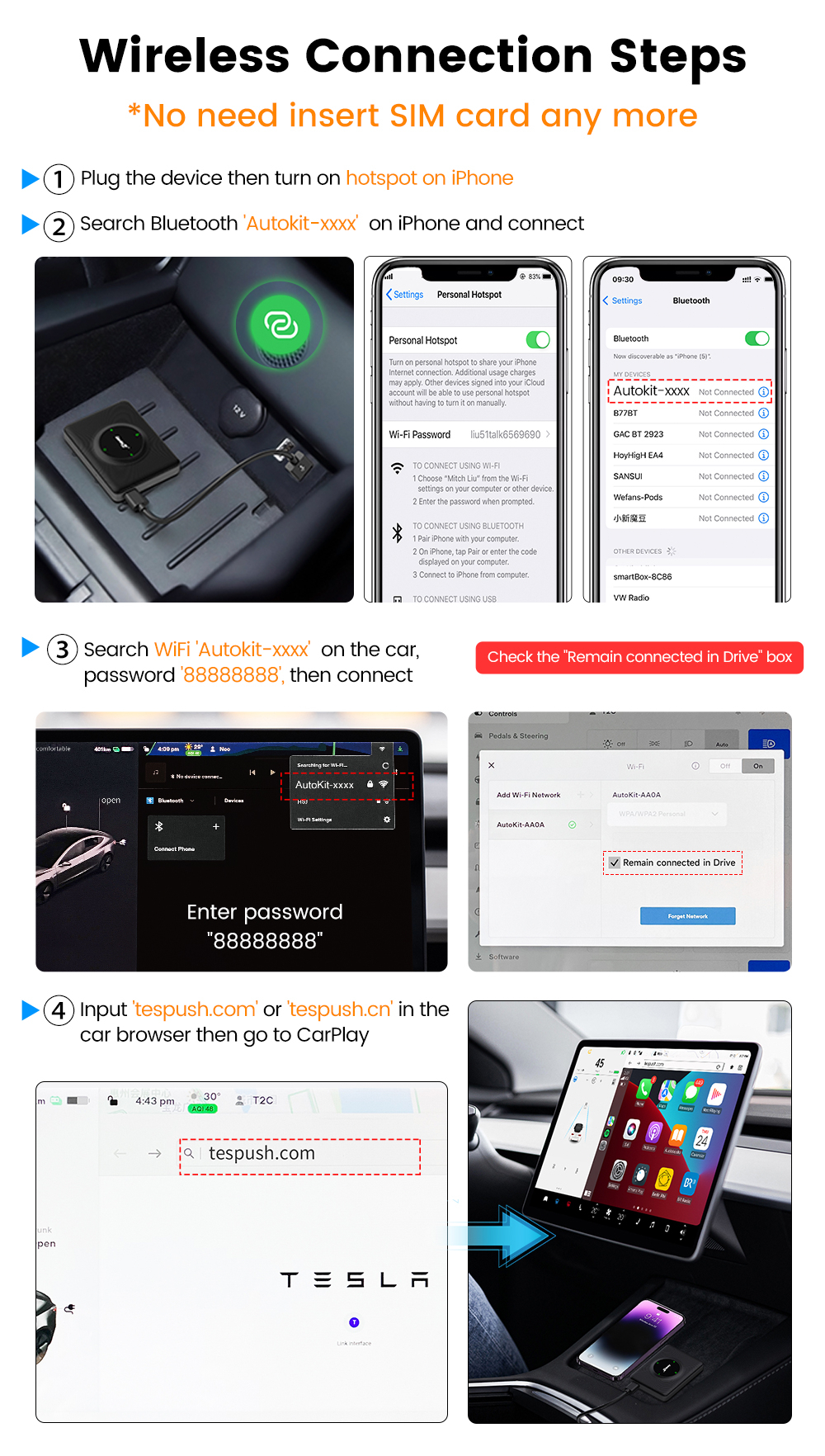CarlinKit Convert Tesla To Wireless CarPlay Android Auto Support Siri ...