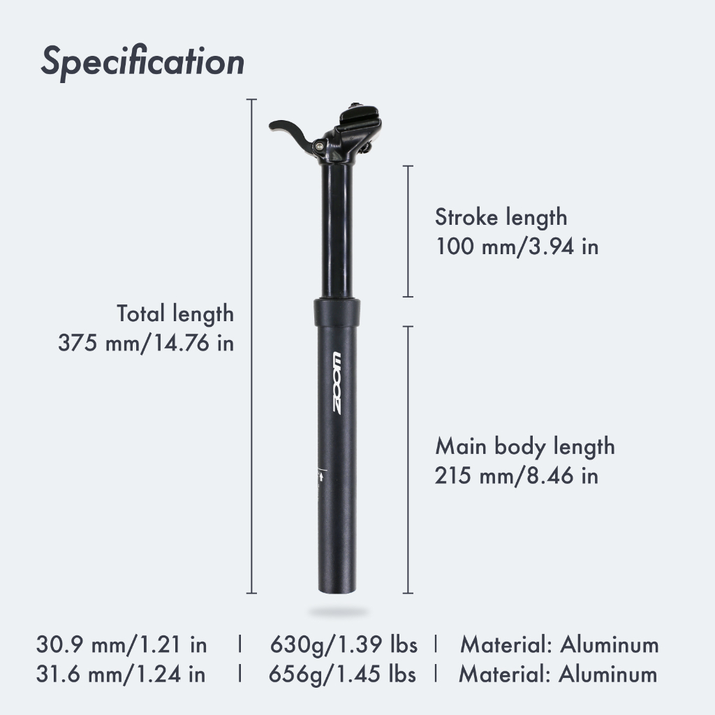 Zoom Adjustable Dropper Seatpost Manual Control Wireless Hydraulic ...