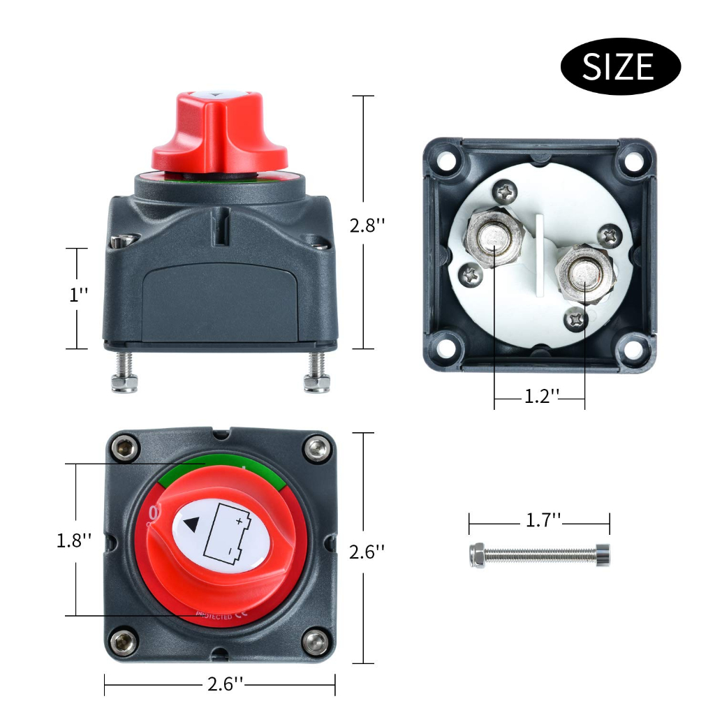 Battery Switch, 12V-48V Battery Disconnect Master Power Cut-Off Switch ...