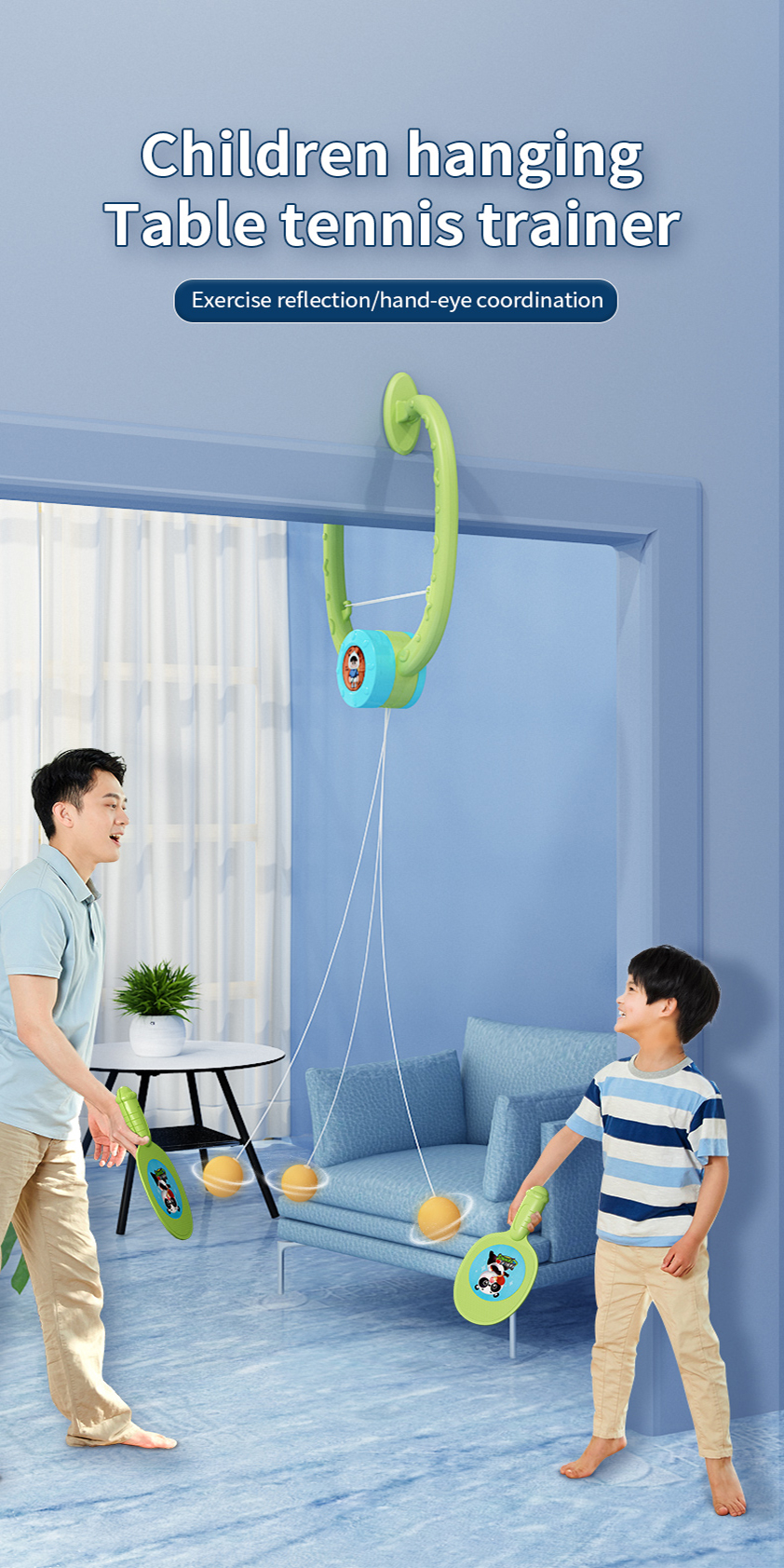 [Qilemeng] Kids Indoor Sports Game Ping Pong Toy Hanging Table Tennis ...
