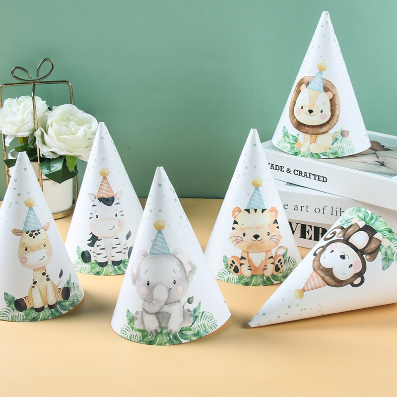 6pcs/set Funny Monkey Paper Hat Jungle Safari Party Decorations Kids ...