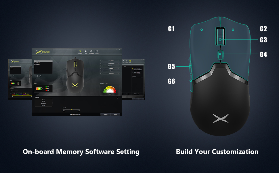 Delux M800 PRO PAW3395 26000DPI 50G ACC Wireless Gaming Mouse 72g Lightweight Wired Gaming Mouse ...