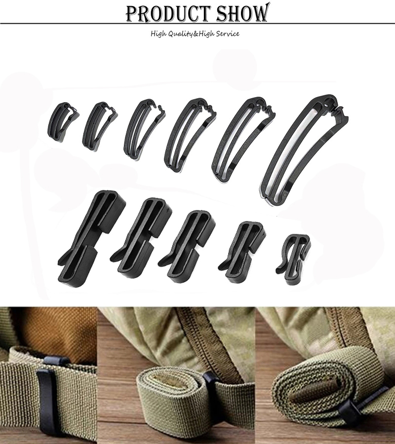 12 Pcs/Pack Quick Slip Keeper Buckle End Clip Slider Black For Molle ...