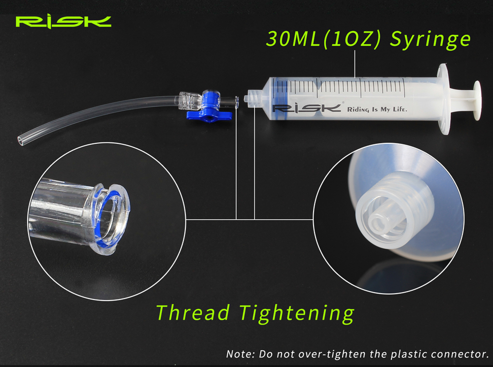 RISK Bicycle Brake Bleed Tool Syringe With on/off MTB Bike Hydraulic ...