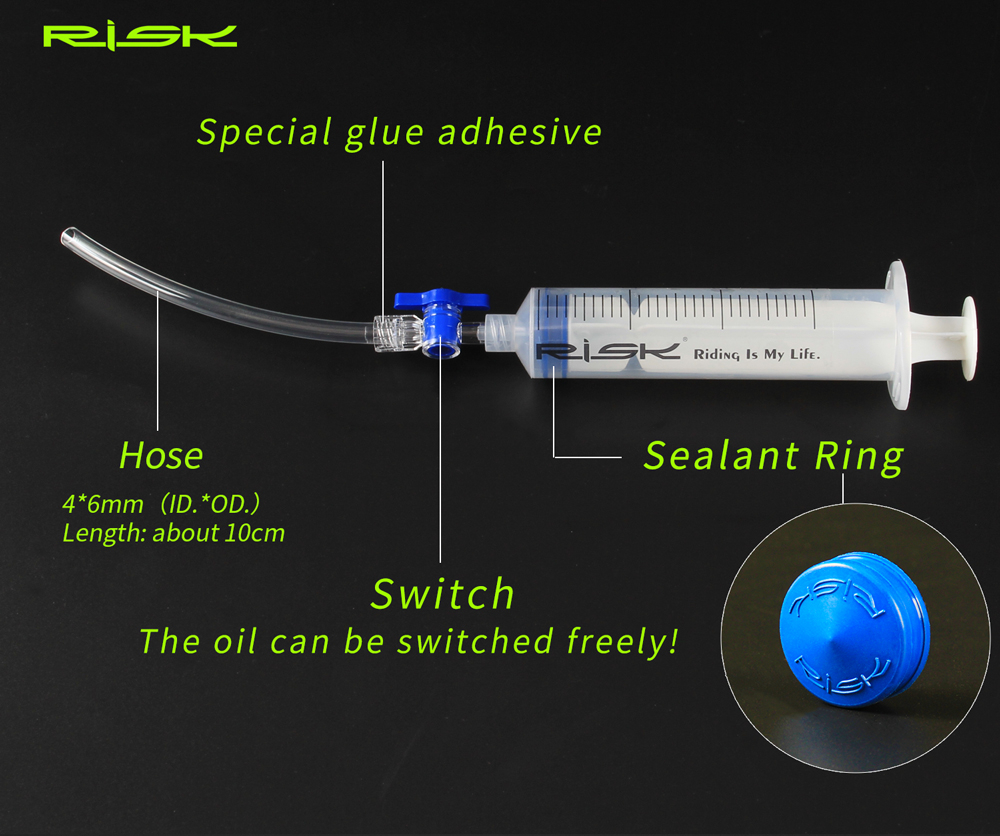 RISK Bicycle Brake Bleed Tool Syringe With on/off MTB Bike Hydraulic ...