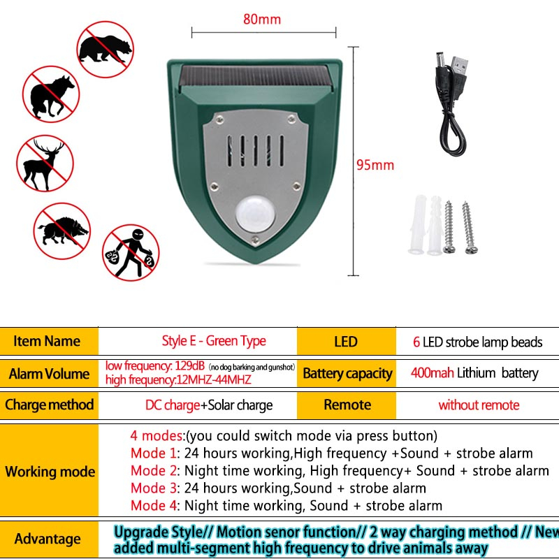 【Dog Barking】Solar Alarm Lamp Timer Sound Alert Flash Warning Sound ...