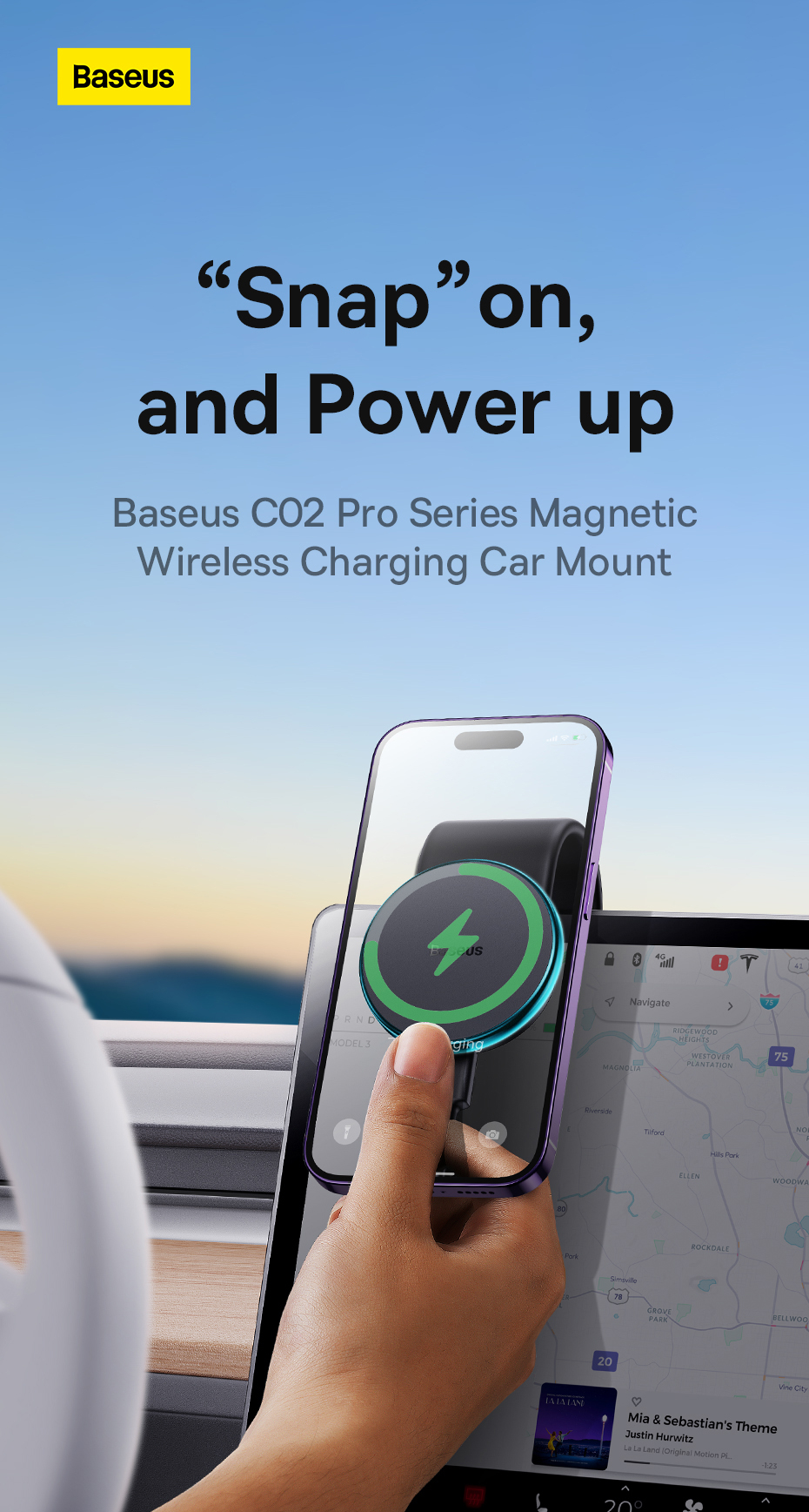 Baseus C02 Pro Magnetic Wireless Charging Car Phone Holder Foldable ...