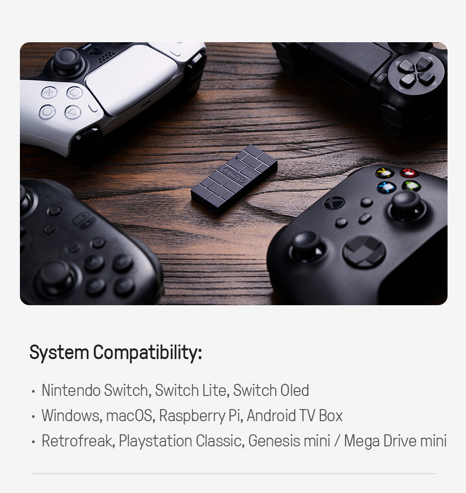 8BitDo USB Wireless Bluetooth Adapter 2 for PC Mac Raspberry Pi ...