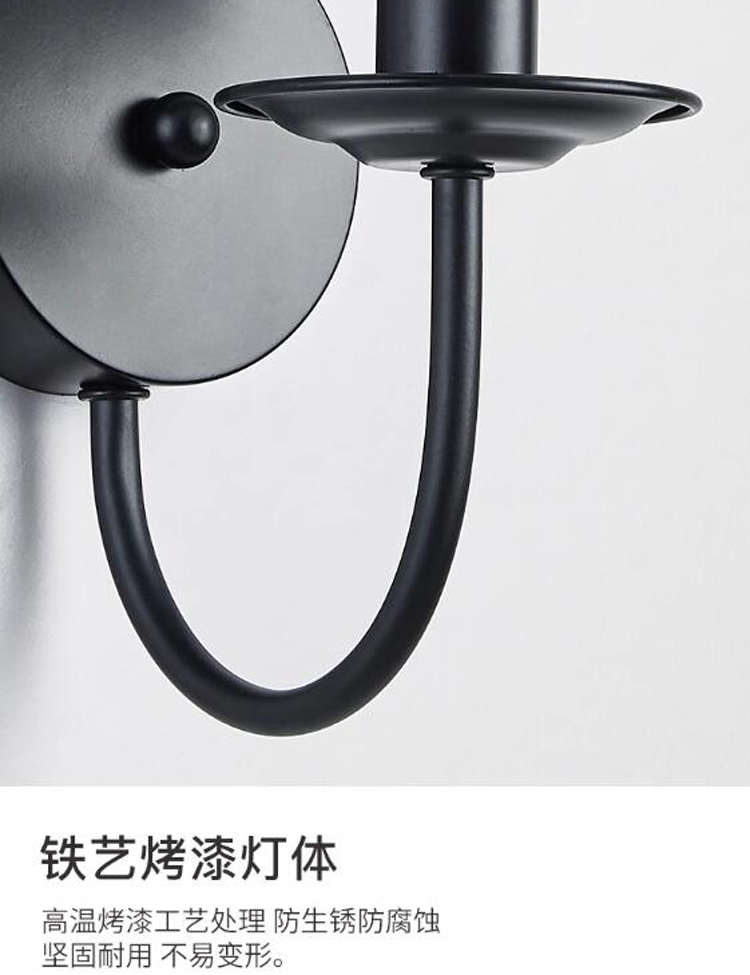 LOCO LED Wall Lamp Indoor Black Iron Wall Light Bedroom Bedside Lamp ...