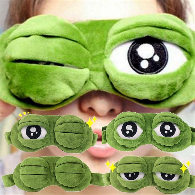 KIPRUN 3D Sad Frog Sleep Eye Mask, Cartoon Cute Eyes Mask Cover Plush ...