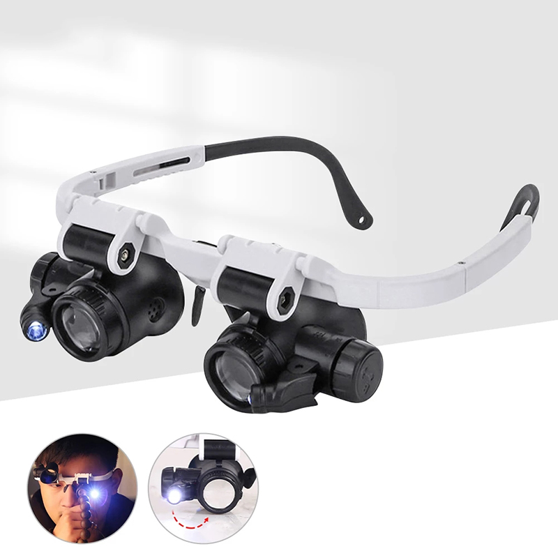 KIPRUN 8X15X23X Telescope Magnifier Dual，2LED Head-Mounted Illuminating ...