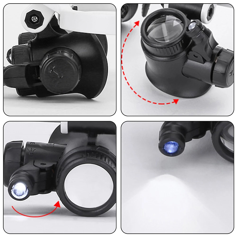 KIPRUN 8X15X23X Telescope Magnifier Dual，2LED Head-Mounted Illuminating ...