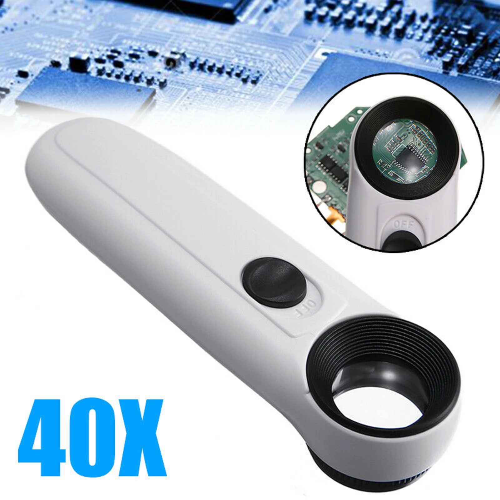 KIPRUN 40x Magnifier Magnifying Acrylic lens Glass with 2 LED Light ...