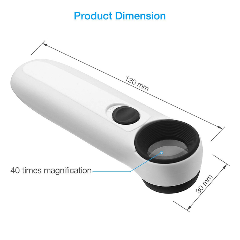 KIPRUN 40x Magnifier Magnifying Acrylic lens Glass with 2 LED Light ...