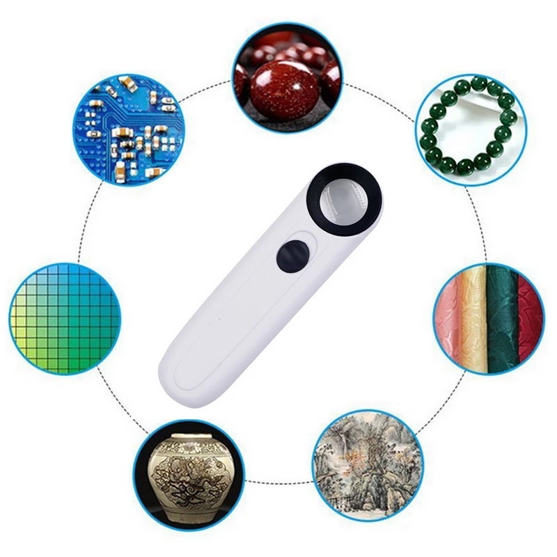 KIPRUN 40x Magnifier Magnifying Acrylic lens Glass with 2 LED Light ...