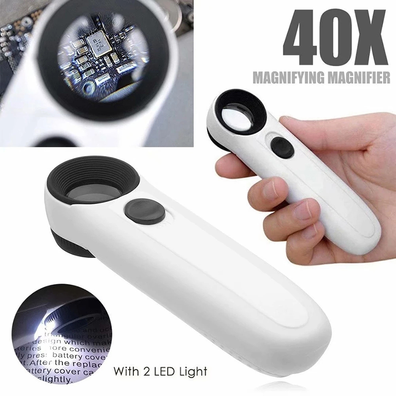 KIPRUN 40x Magnifier Magnifying Acrylic lens Glass with 2 LED Light ...