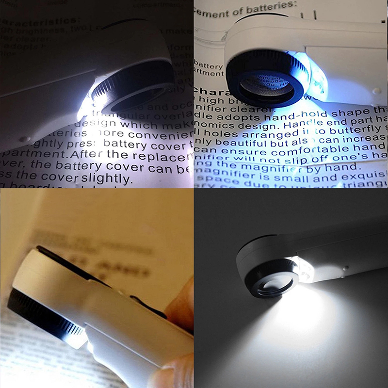 KIPRUN 40x Magnifier Magnifying Acrylic lens Glass with 2 LED Light ...