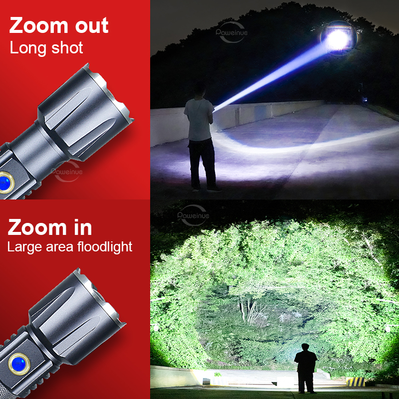 7000000LM 500W LED flash lights rechargeable flashlight waterproof ...