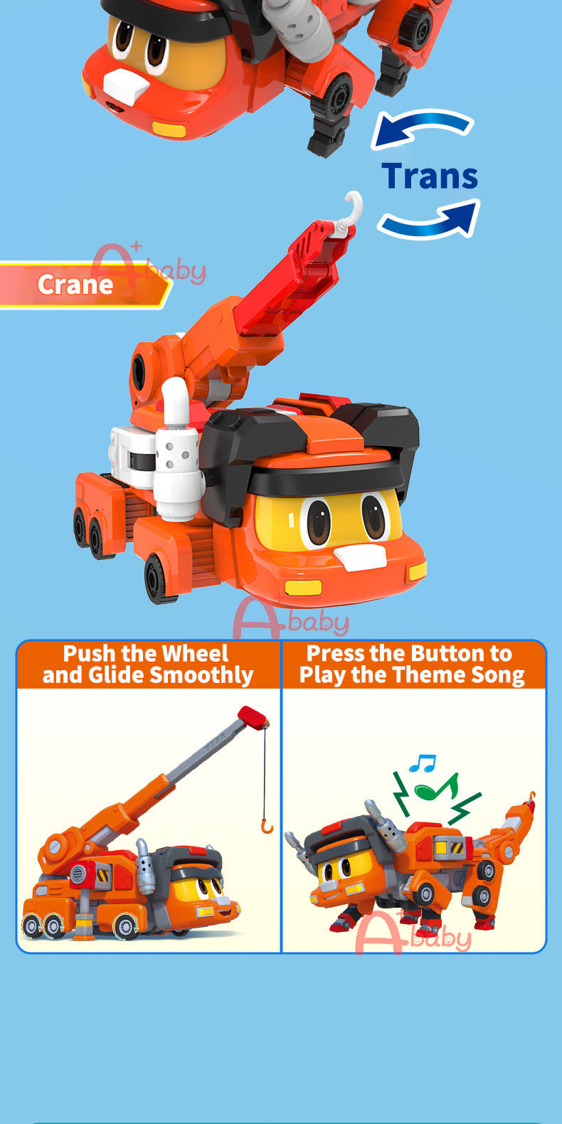 [A+baby] Gogo Dino 5 in 1 Transformation Dinosaur Engineering Car Toys ...
