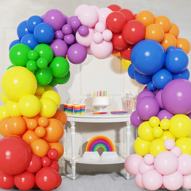 126PCS Colorful Rainbow Balloon Garland Arch Kit Birthday Decoration ...