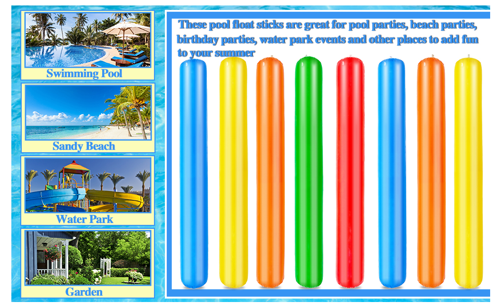 4 Pcs Pool Inflatable Sticks,41.3 Inch Inflatable Pool Noodle Colorful ...