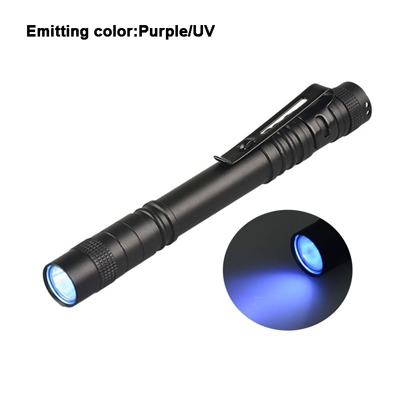 Mini LED White UV Purple Flashlight Battery Powered Portable Torch ...