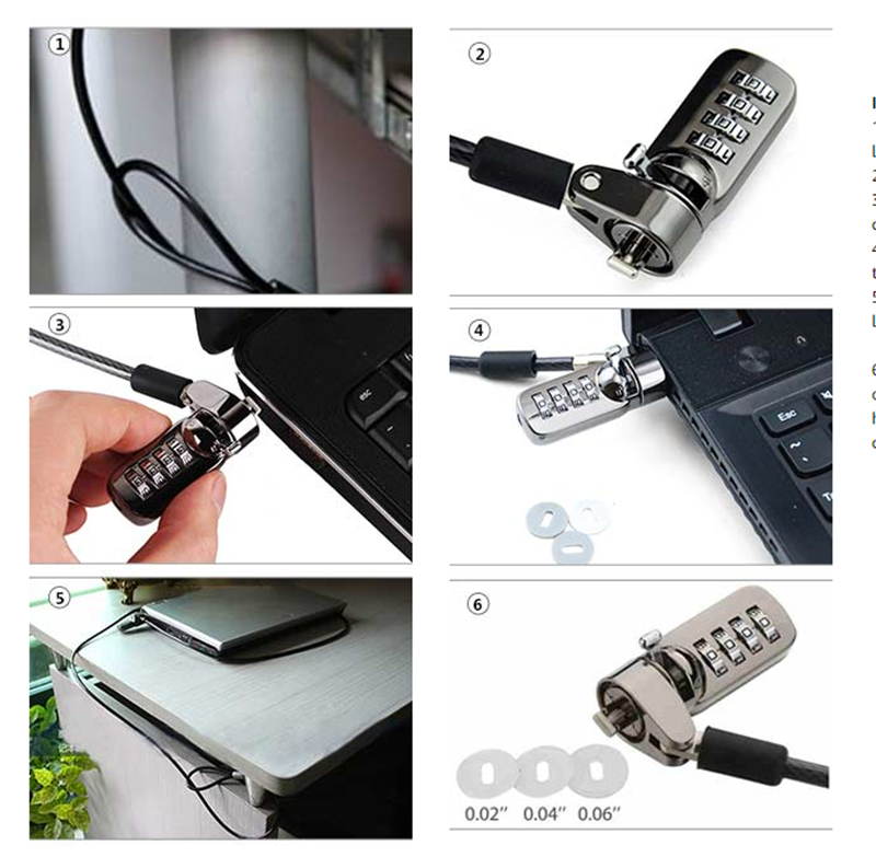 KIPRUN Notebook Laptop Combination Lock Security Cable - 4 Digital ...