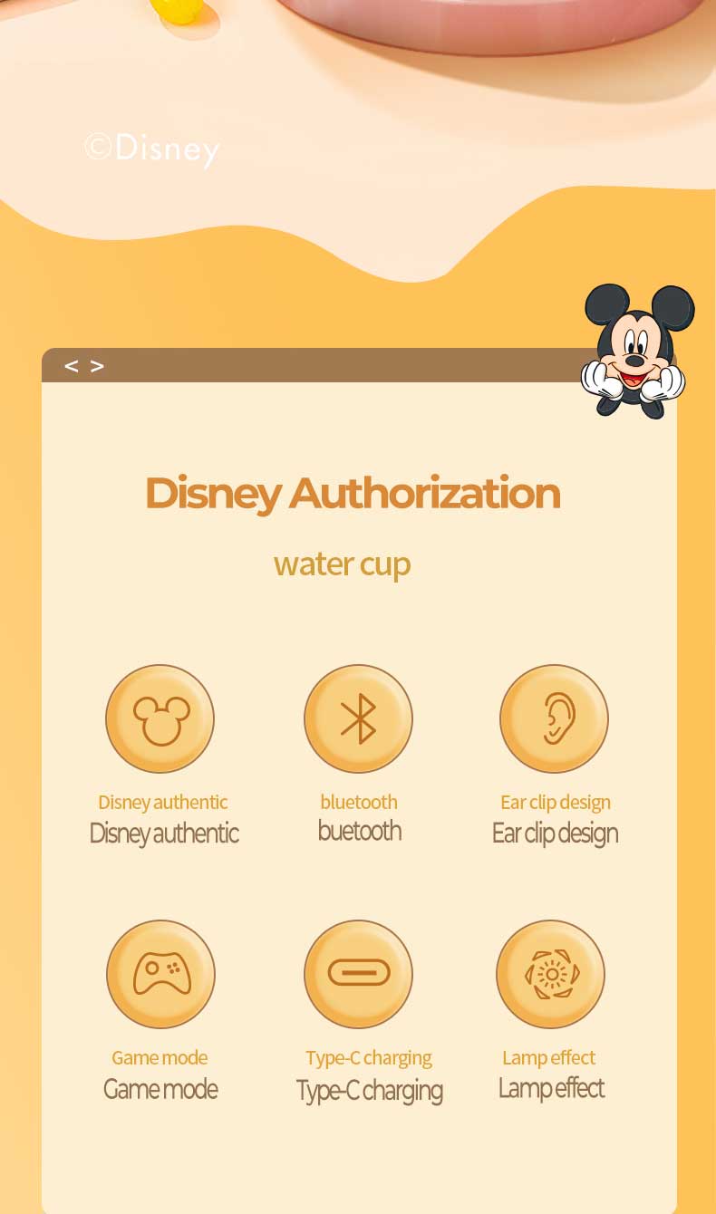 Disney Bone Conduction Earphone Bluetooth 5.3 True Wireless Not In-Ear ...