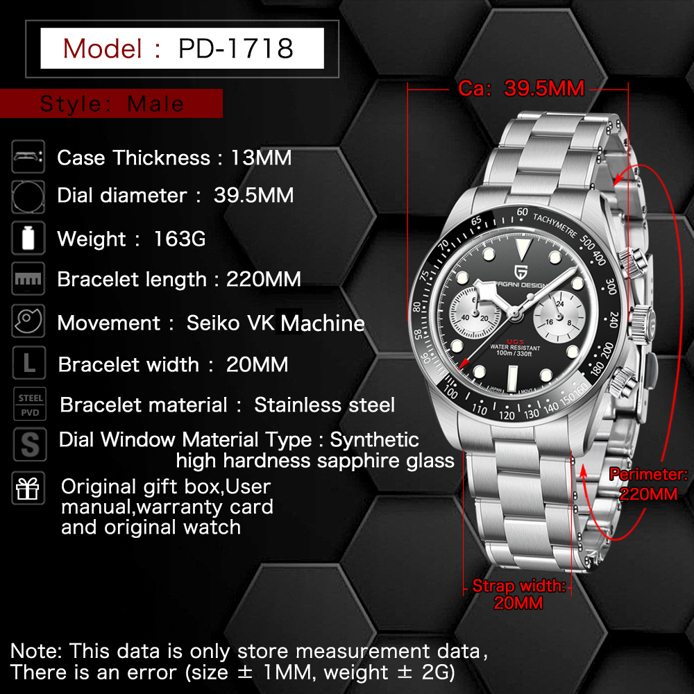 PAGANI DESIGN Original BB Panda Chronograph Men's Watches Japan Quartz ...
