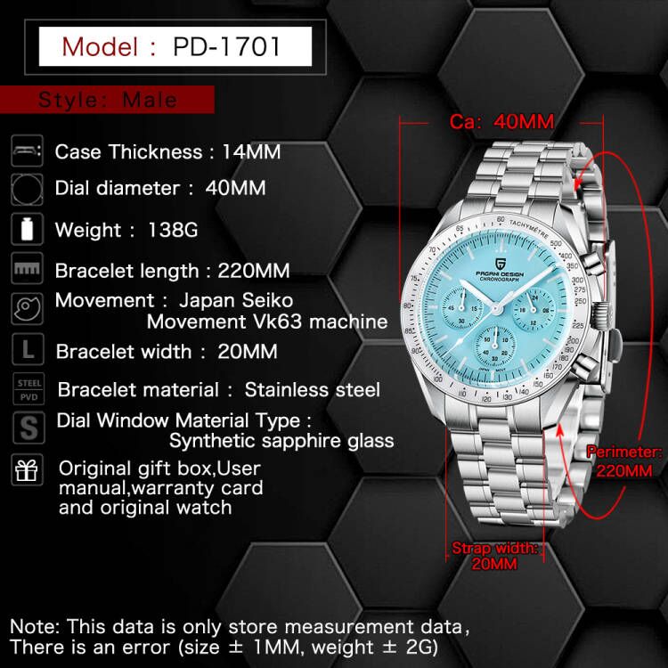 PAGANI DESIGN 2025 New Color Men Watches Chronograph Stainless Steel ...