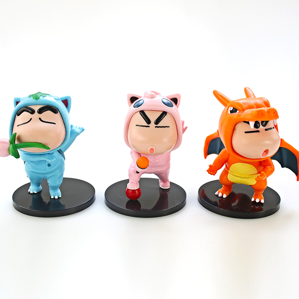 6Pcs/Set Anime Pokemon Crayon Shin-chan Cosplay Snorlax Gengar Mew ...