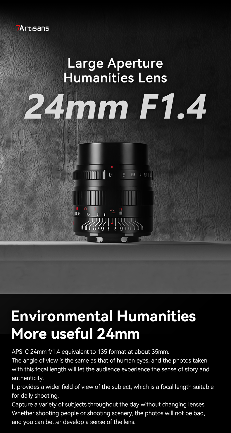 7artisans 24mm F1.4 Large Aperture APS-C Camera Lens for Fuji XF X-T10 ...