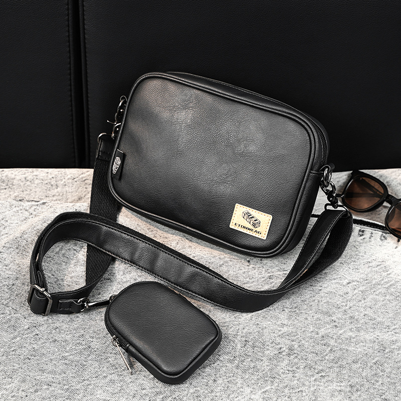 Fashion Simple Men's shoulder bag 2 in 1 Bag Retro casual versatile ...