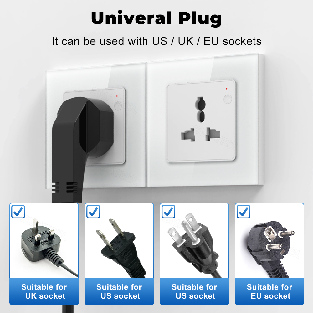 SMATRUL wifi plug socket US EU UK Plug Power Monitor 16A WiFi Wall ...