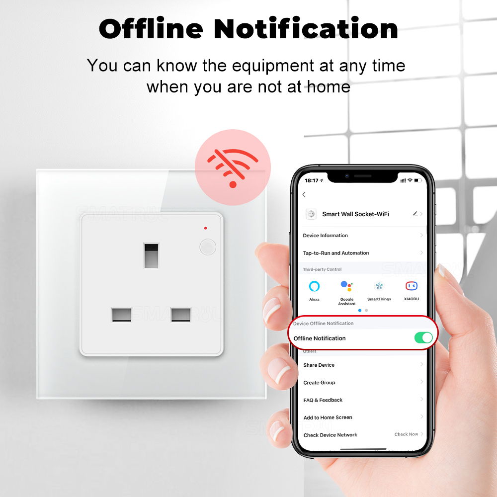 SMATRUL wifi plug socket US EU UK Plug Power Monitor 16A WiFi Wall ...