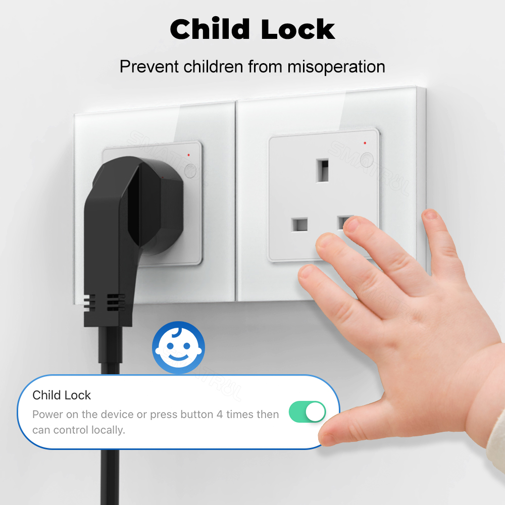 SMATRUL wifi plug socket US EU UK Plug Power Monitor 16A WiFi Wall ...