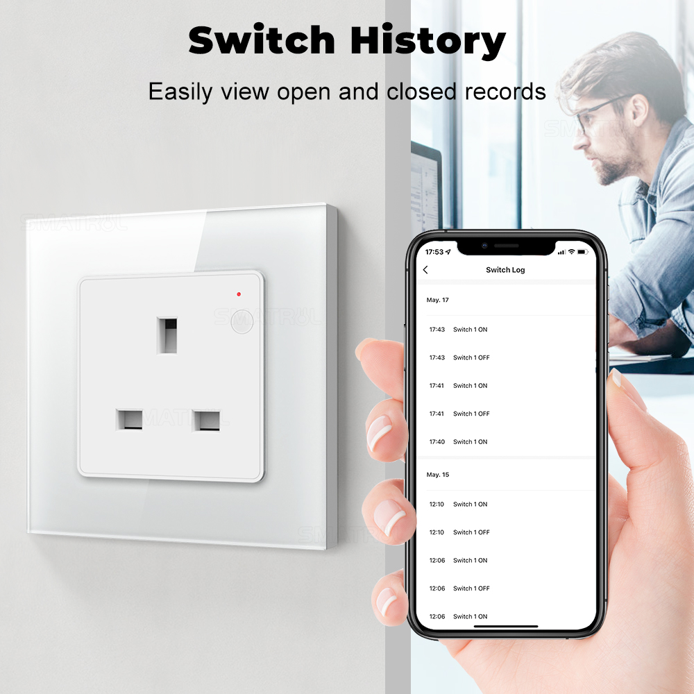 SMATRUL wifi plug socket US EU UK Plug Power Monitor 16A WiFi Wall ...