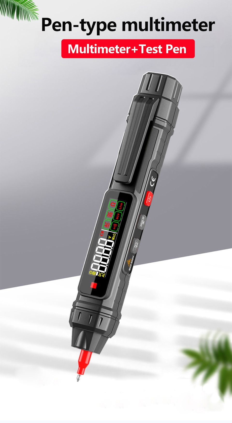 Multimeter Digital Smart Pen Type Voltage Detector 600V DC AC Voltage ...