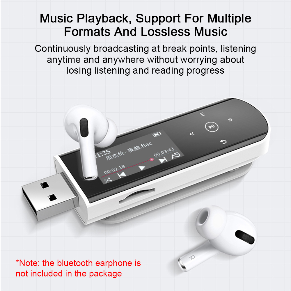 FAAEAL RUIZU X69 Portable Digital MP3 Music Player No Built-in Memory USB Flash Drive LCD Screen ...