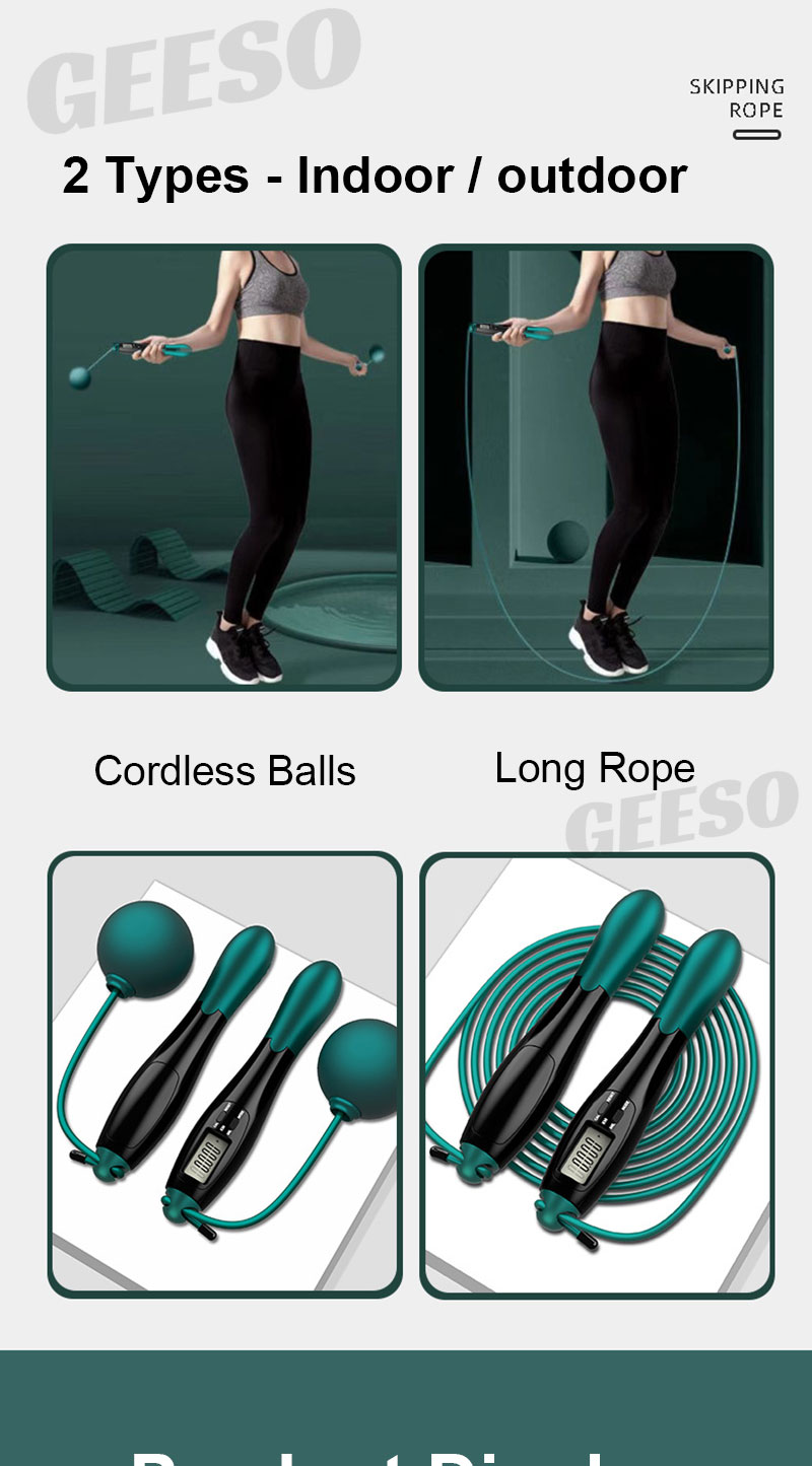 GEESO Smart Skipping Rope Cordless With Digital Counter Professional ...