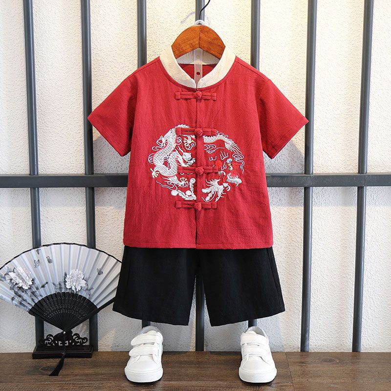 2Pcs/Set Hanfu Kids Boy Chinese New Year Clothes Traditional Costume ...