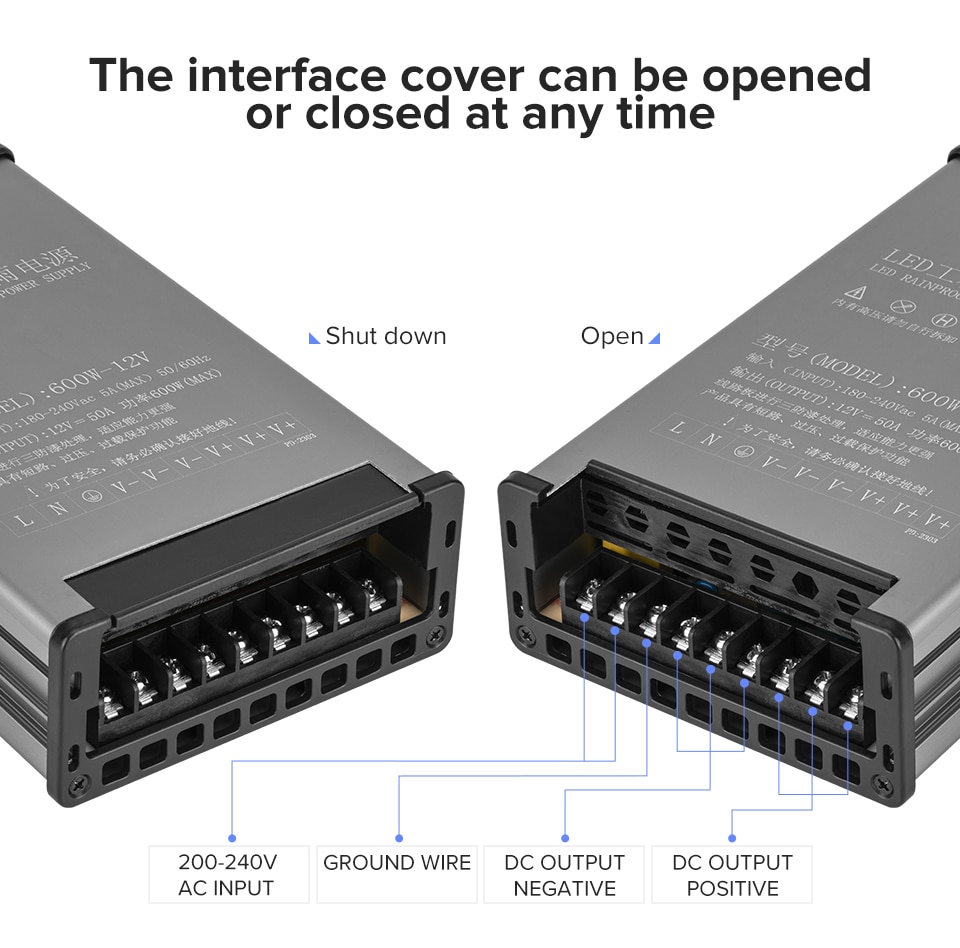 Transformer Adapter AC180V-240V to DC12V 24V IP65 Rain-proof Power ...