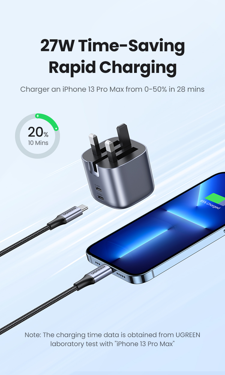 UGREEN 45W GaN PD Fast Charger Quick Charge 2 Type C Port Charger with ...