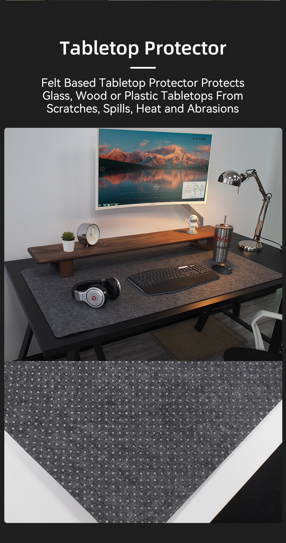 Large Size Office Computer Desk Protector Mat Table Wool Felt Mouse Pad ...