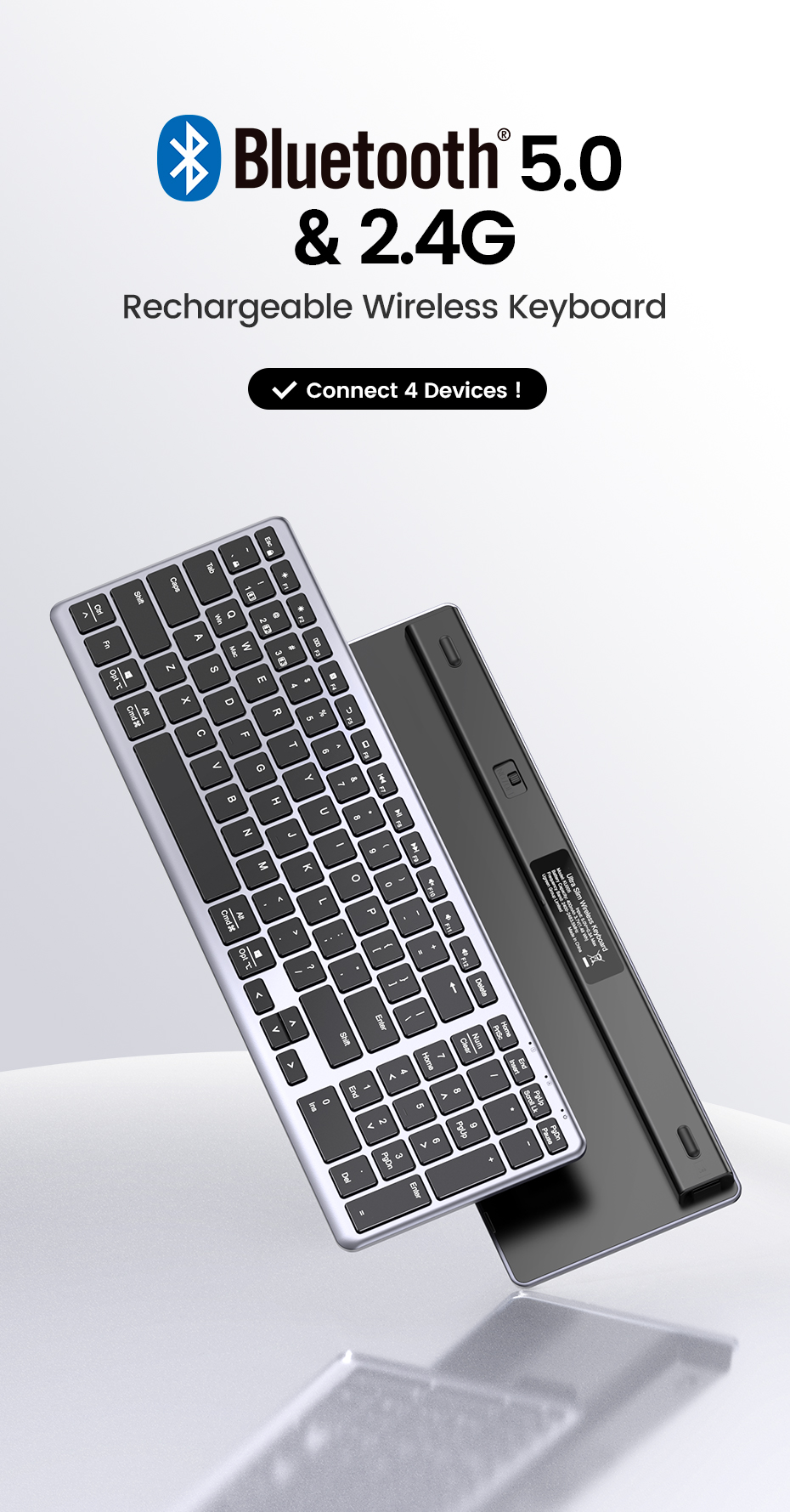 UGREEN Wireless Keyboard Bluetooth 5.0 & 2.4G Keyboard 99 Keys ...