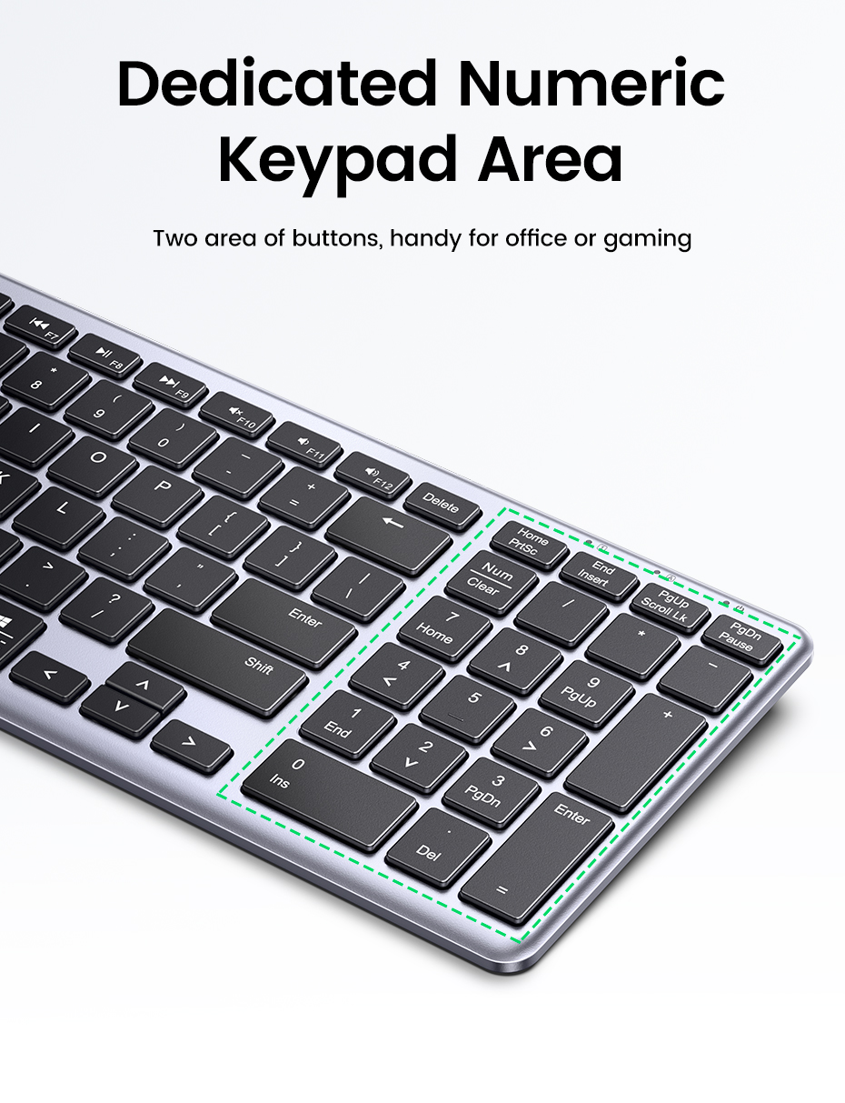 UGREEN Wireless Keyboard Bluetooth 5.0 & 2.4G Keyboard 99 Keys ...