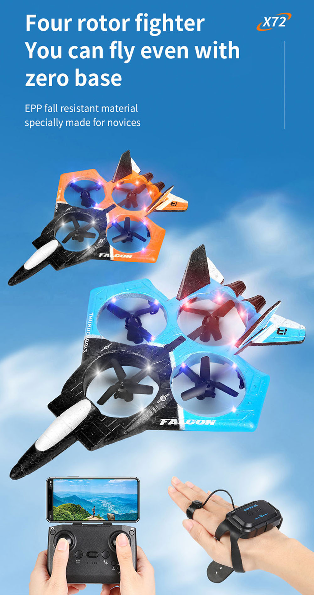 J20 Remote Control RC Plane Wifi Camera Aircraft Gravity Sensing Glider ...