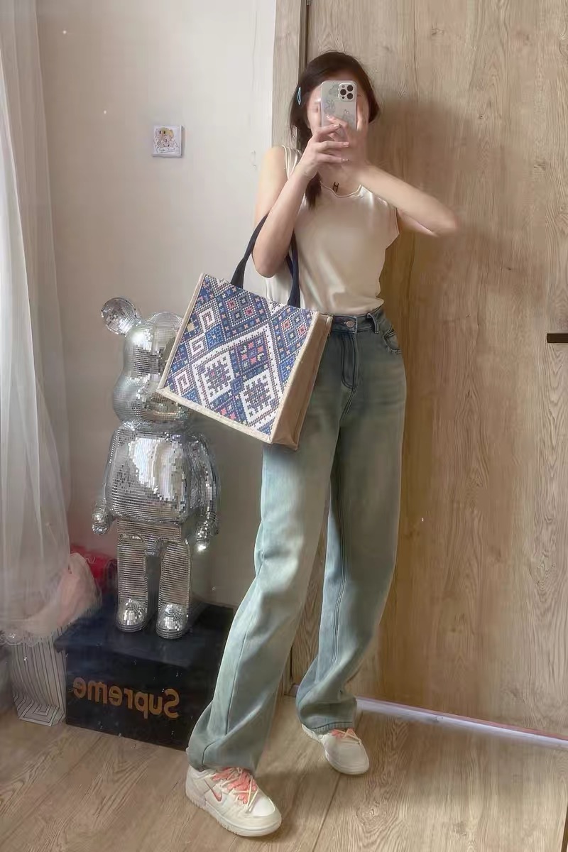 High School Students Class Bag Female 2023 New Style Ethnic Canvas ...